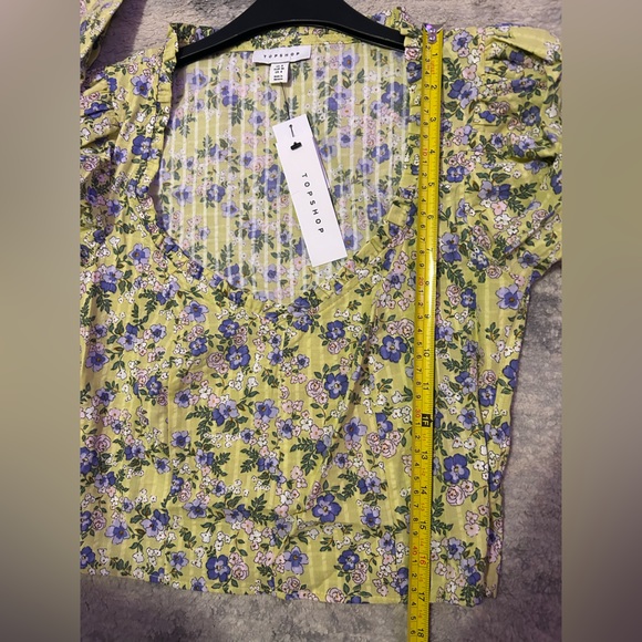 Topshop | Tops | Nwt Topshop 8 Puff Long Sleeve Crop Top Corset Vneck Floral Print Yellow White ...